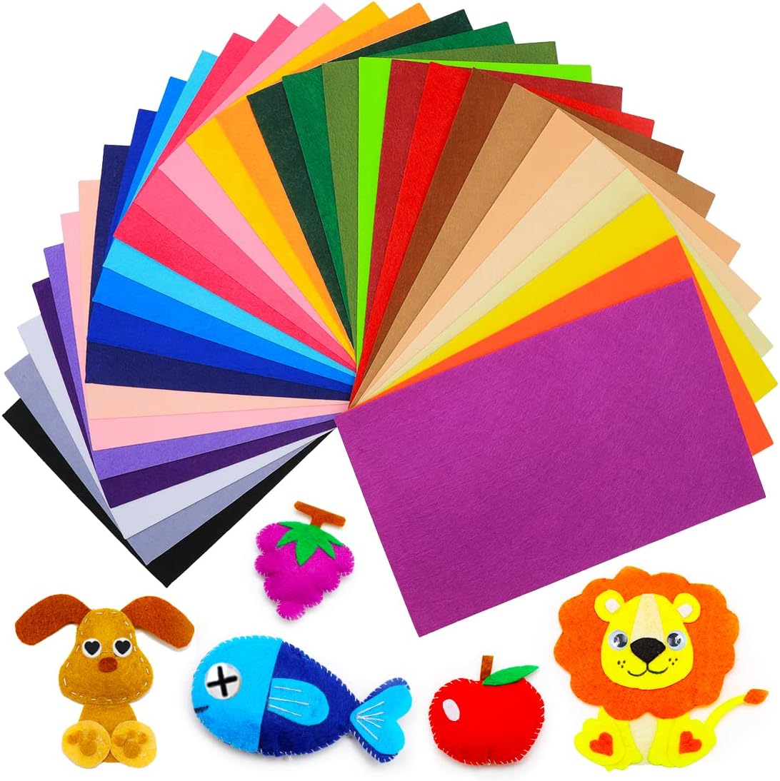 Amazon.com: IOOLEEM Multi-Colored Felt Sheets, 30pcs 7"x11.3" (Close to ...