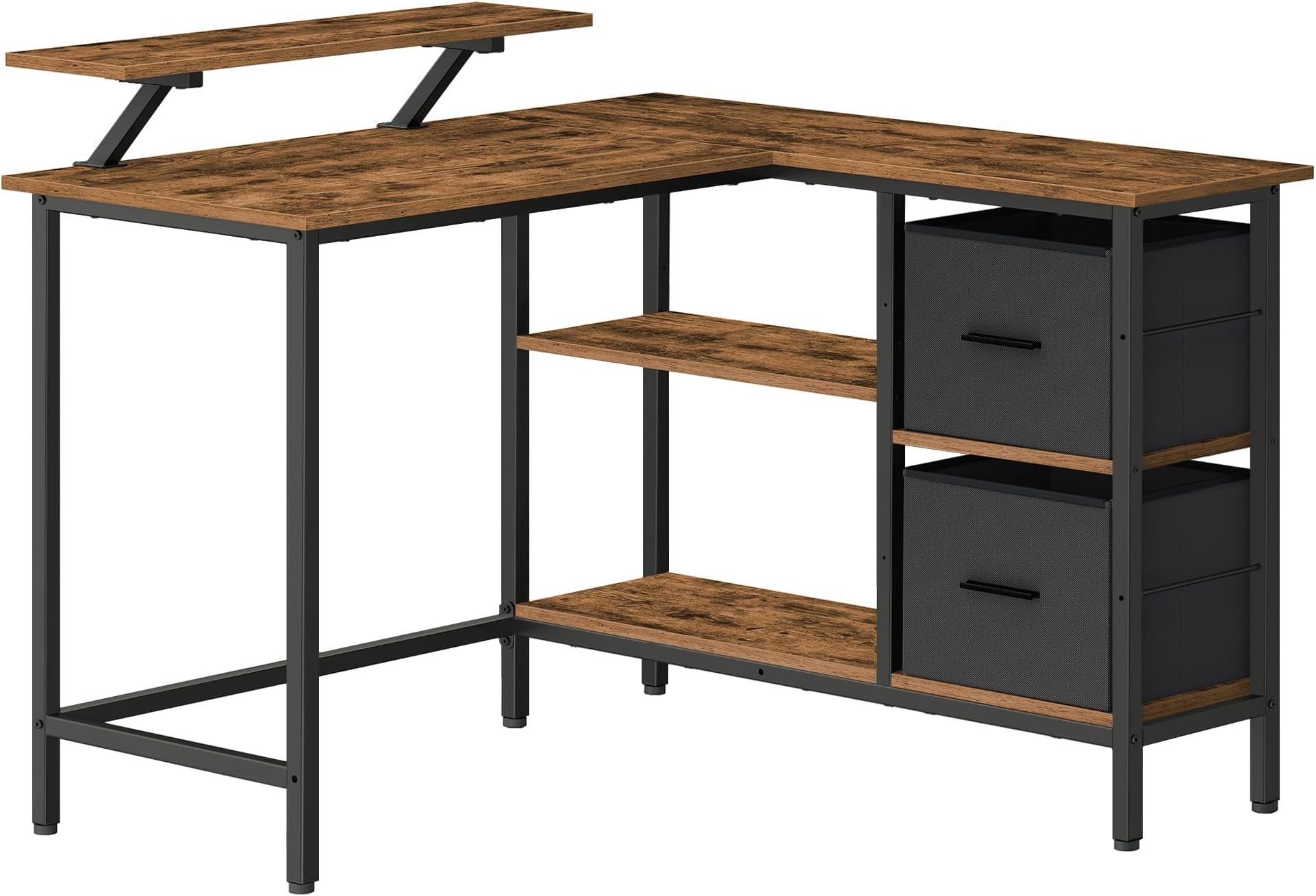 COSTWAY L-Shaped Computer Desk, 132CM Large Corner Desk Writing Study ...