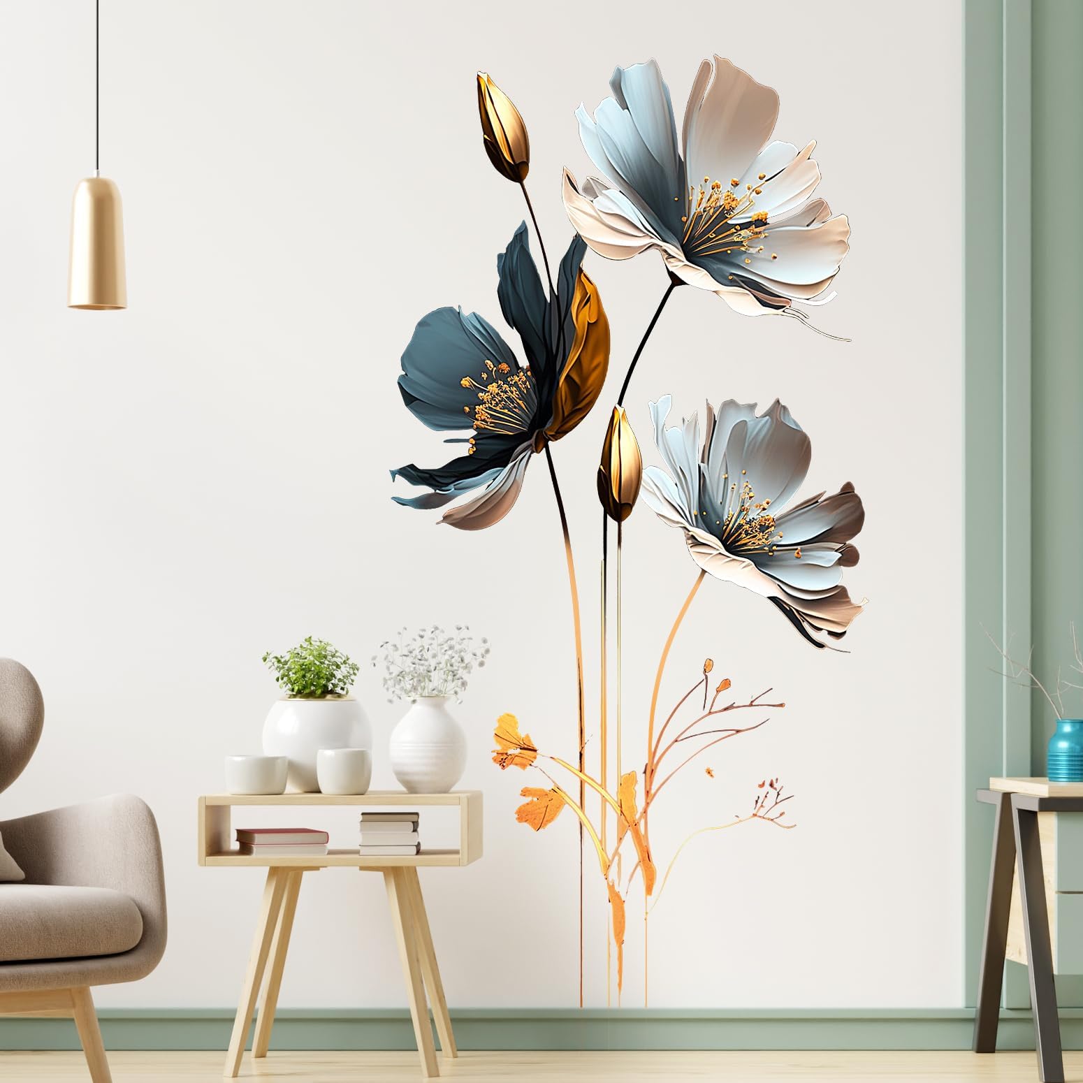 Amazon.com: Runtoo 3D Flower Wall Art Stickers Purple Lotus Floral Wall ...