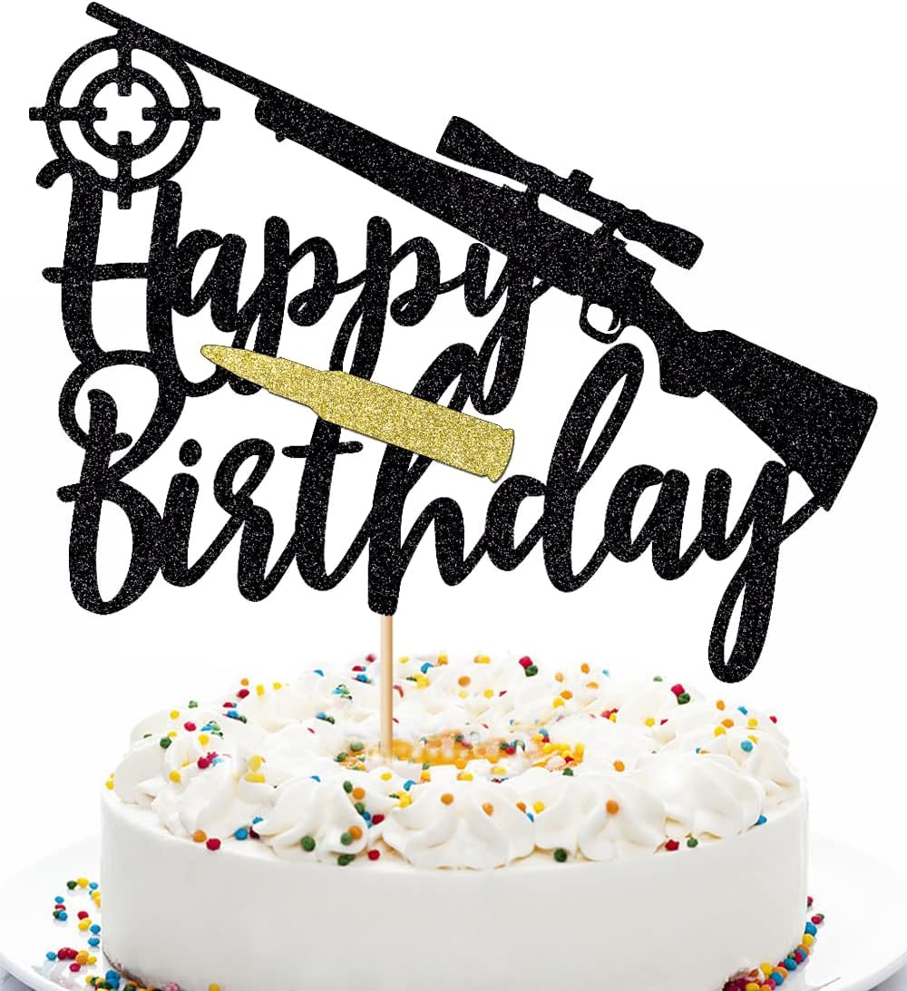 Amazon.com: Qerleny Black Glitter Black Glitter Hunting Rifle Cake ...