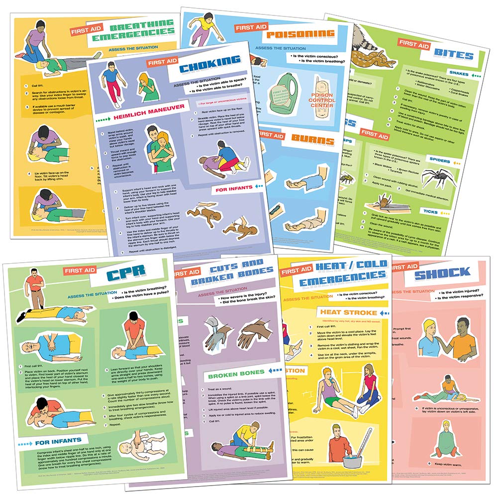 Amazon.com: First Aid Instruction Poster Series for teaching - EXTRA ...