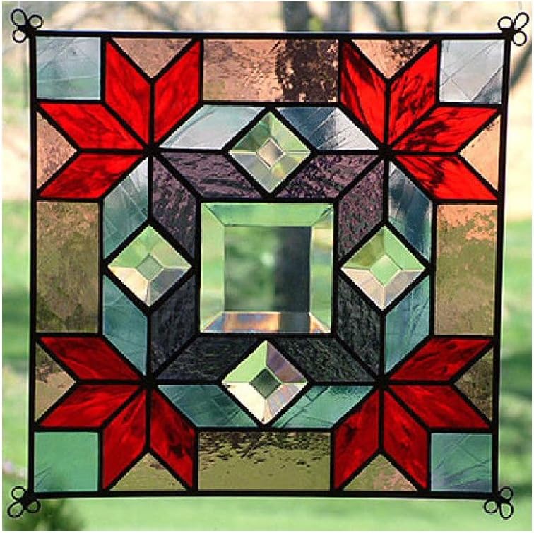 Amazon.com: Old Maid's Patience 9" Stained Glass Quilt Pattern Panel ...