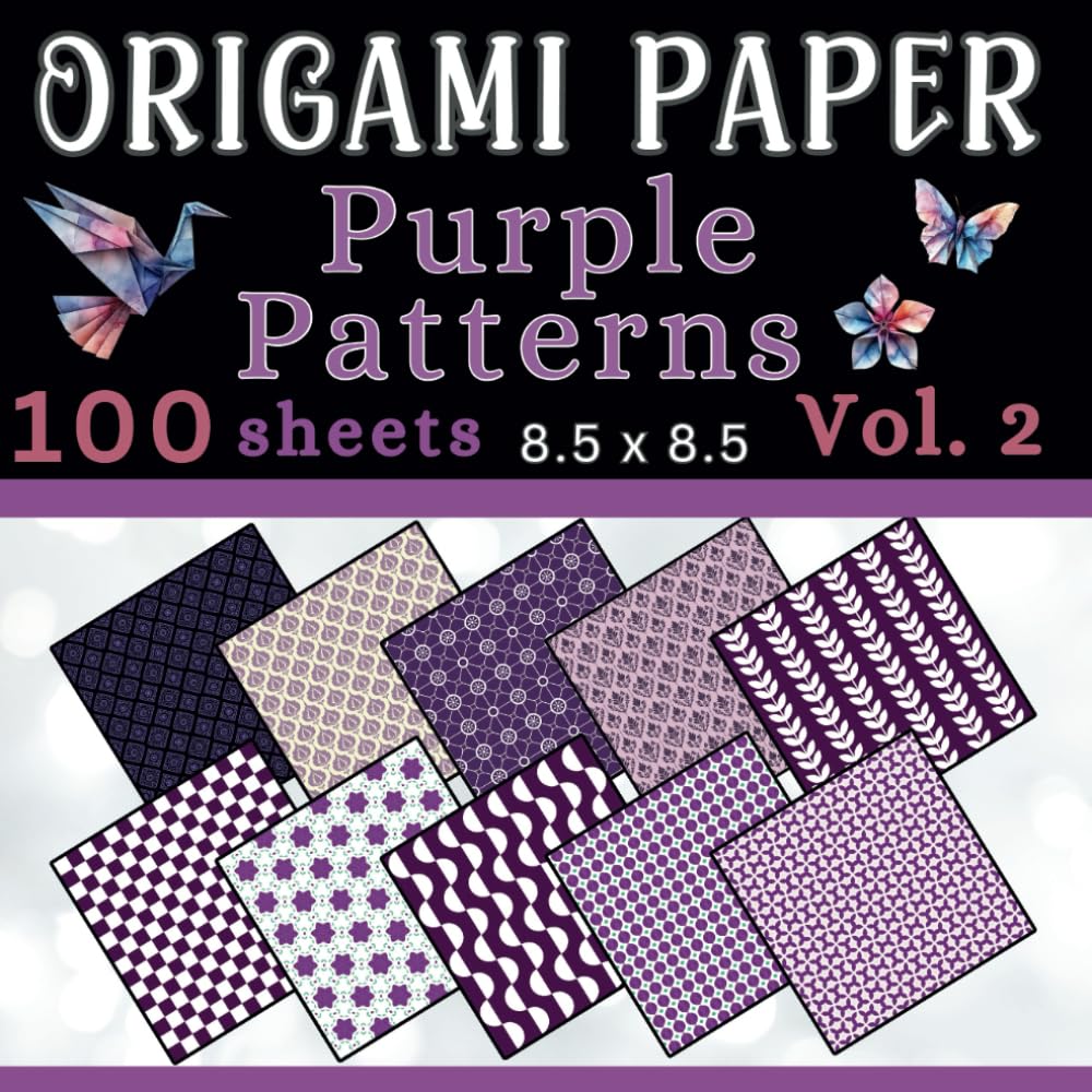 Origami Paper Purple Patterns: Double sided pattern paper for origami ...