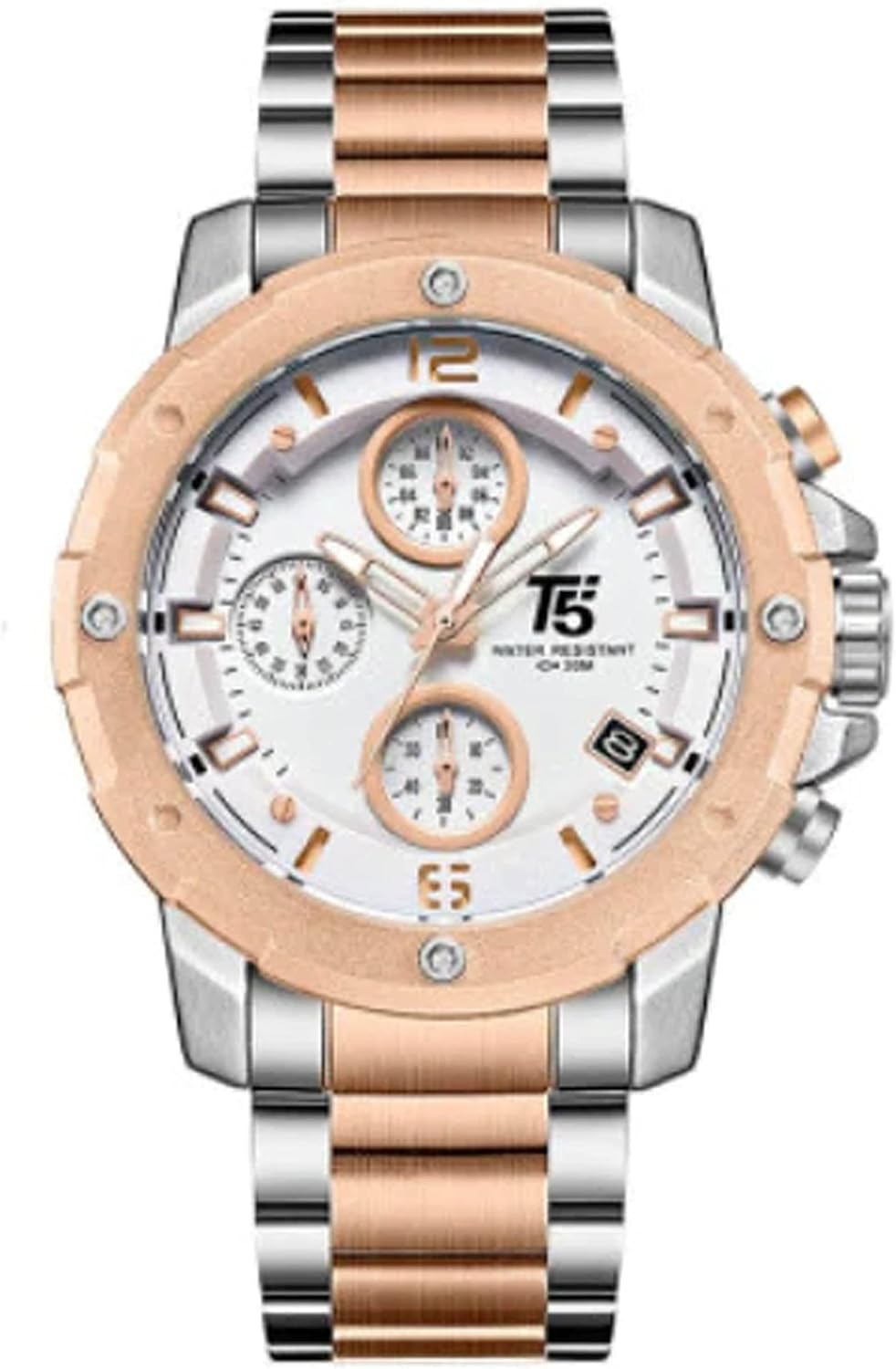 T5 WATCHES Men Chronograph Stainless Steel Watch 22 Mm Multicolour ...