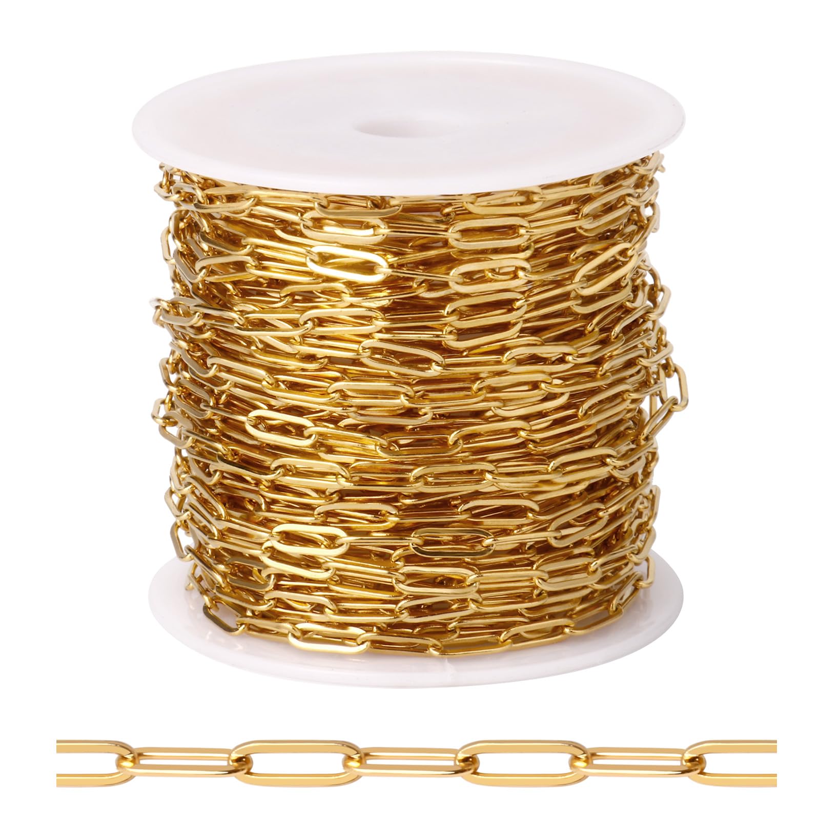 Amazon.com: [33FT] 18K Gold Plated Paperclip Chains for Jewelry Making ...