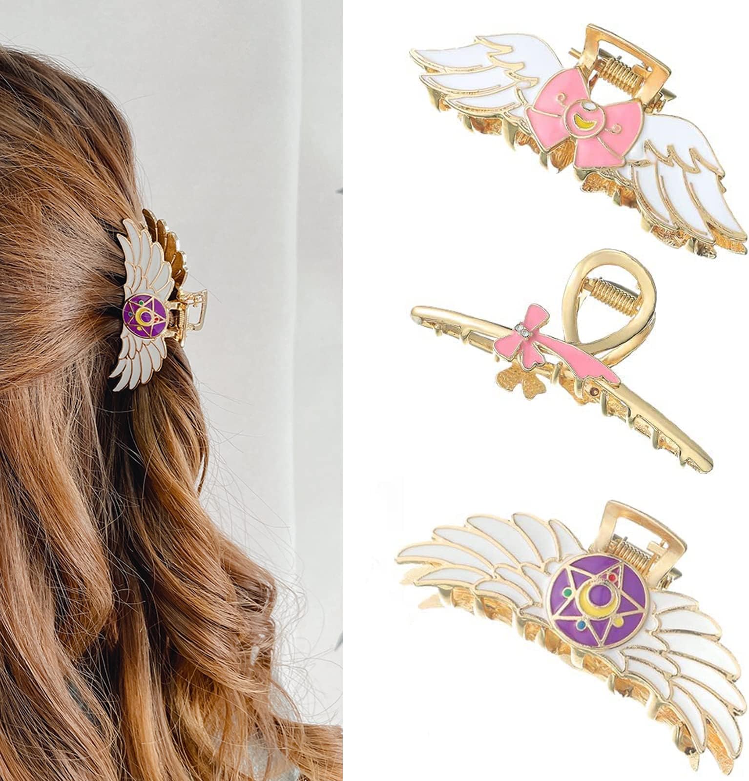 Amazon.com : Sailormoon Hair Claw Clips - Cute Anime Tsukinousagi ...