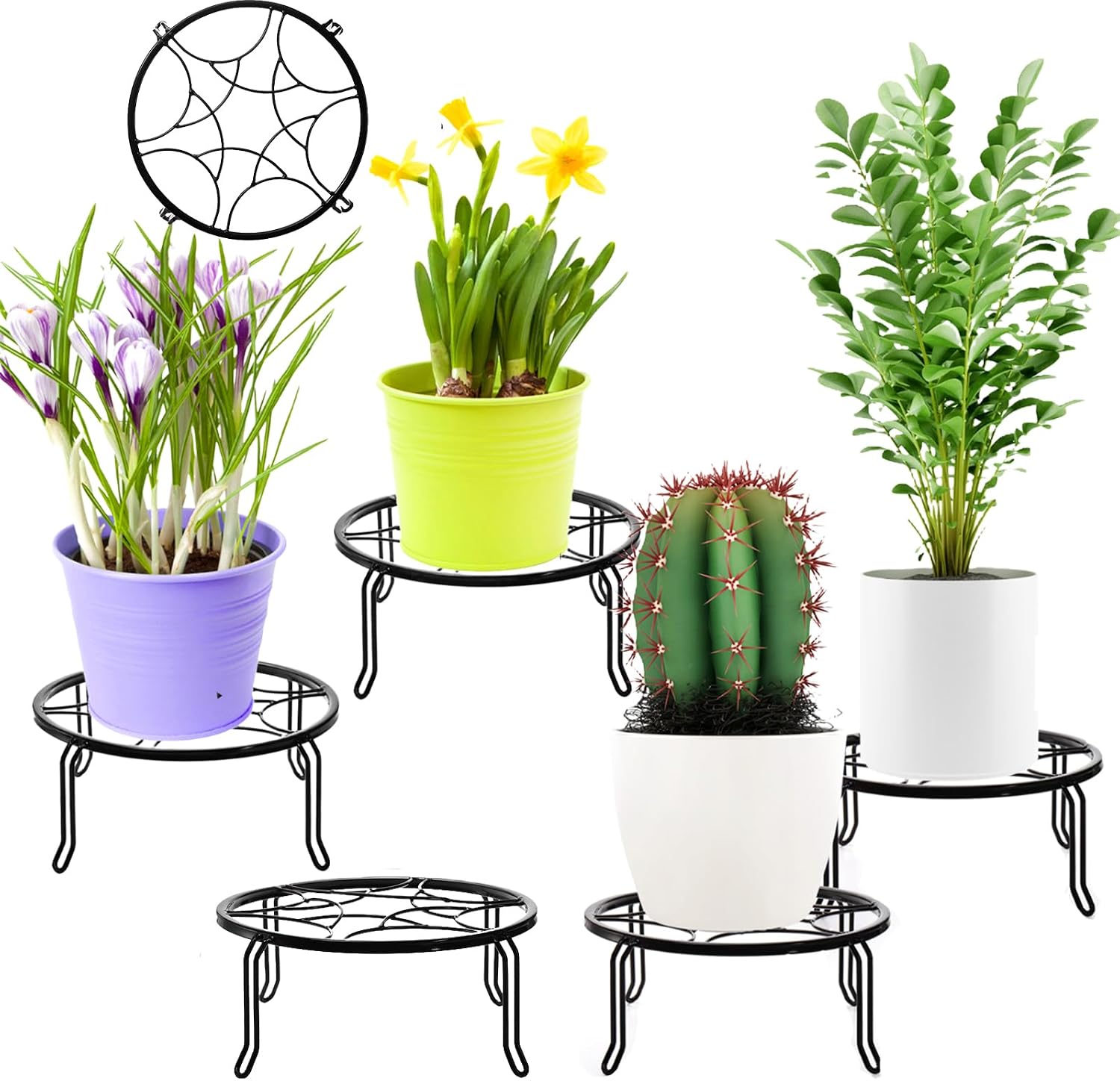 Amazon.com : Youeon 5 Pack Metal Plant Stands, 9 Inch Round Plant ...
