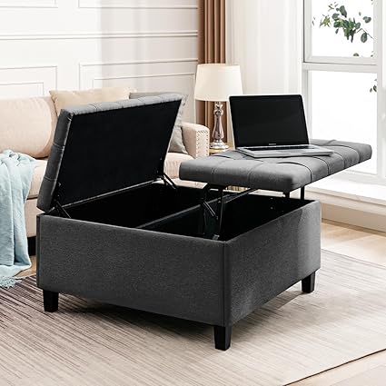 Amazon.com: PUREMIND 34'' Large Coffee Table Ottoman with Lift Top ...