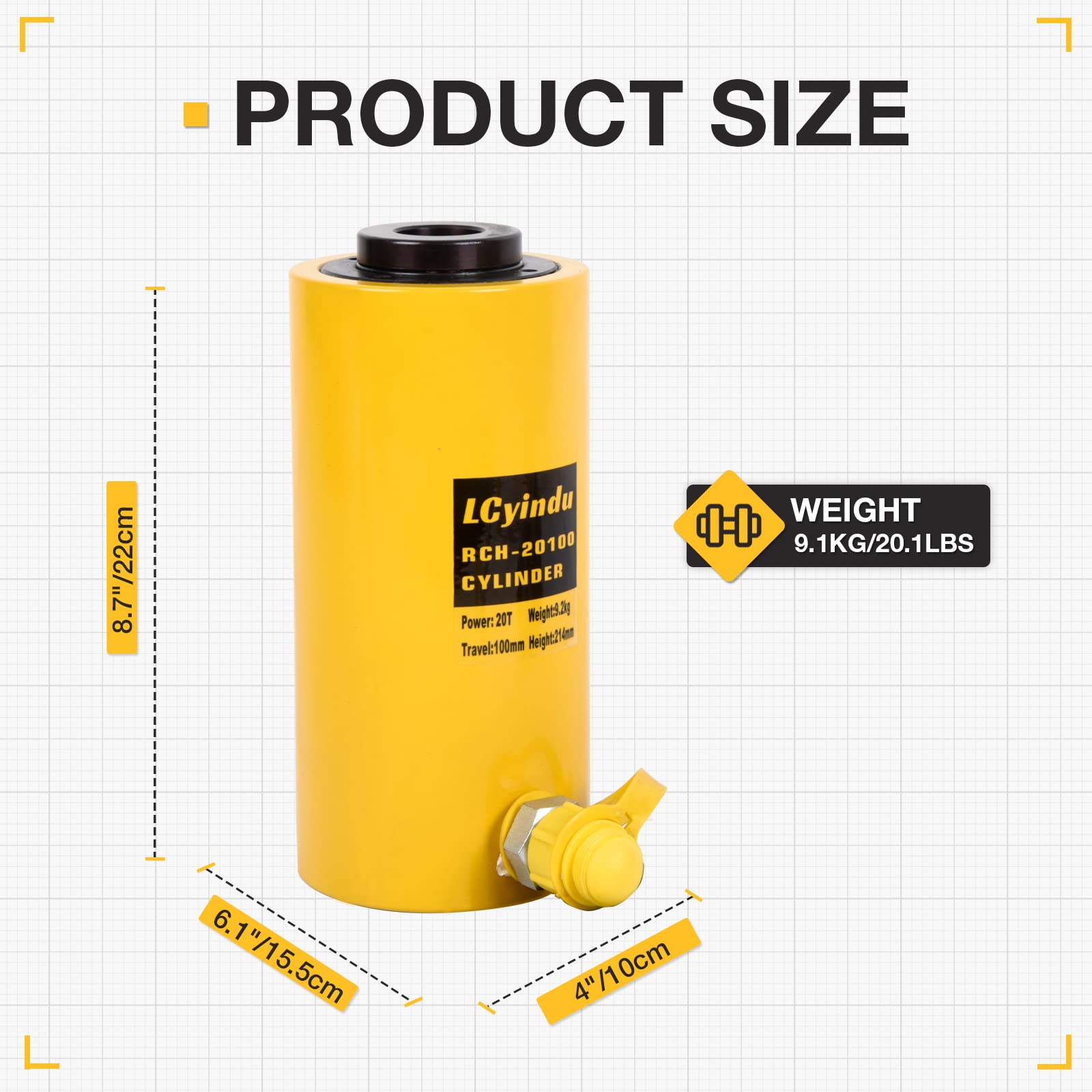 Snapklik.com : LCyindu 20T Hydraulic Cylinder Jack Ram 4" Stroke Hollow ...