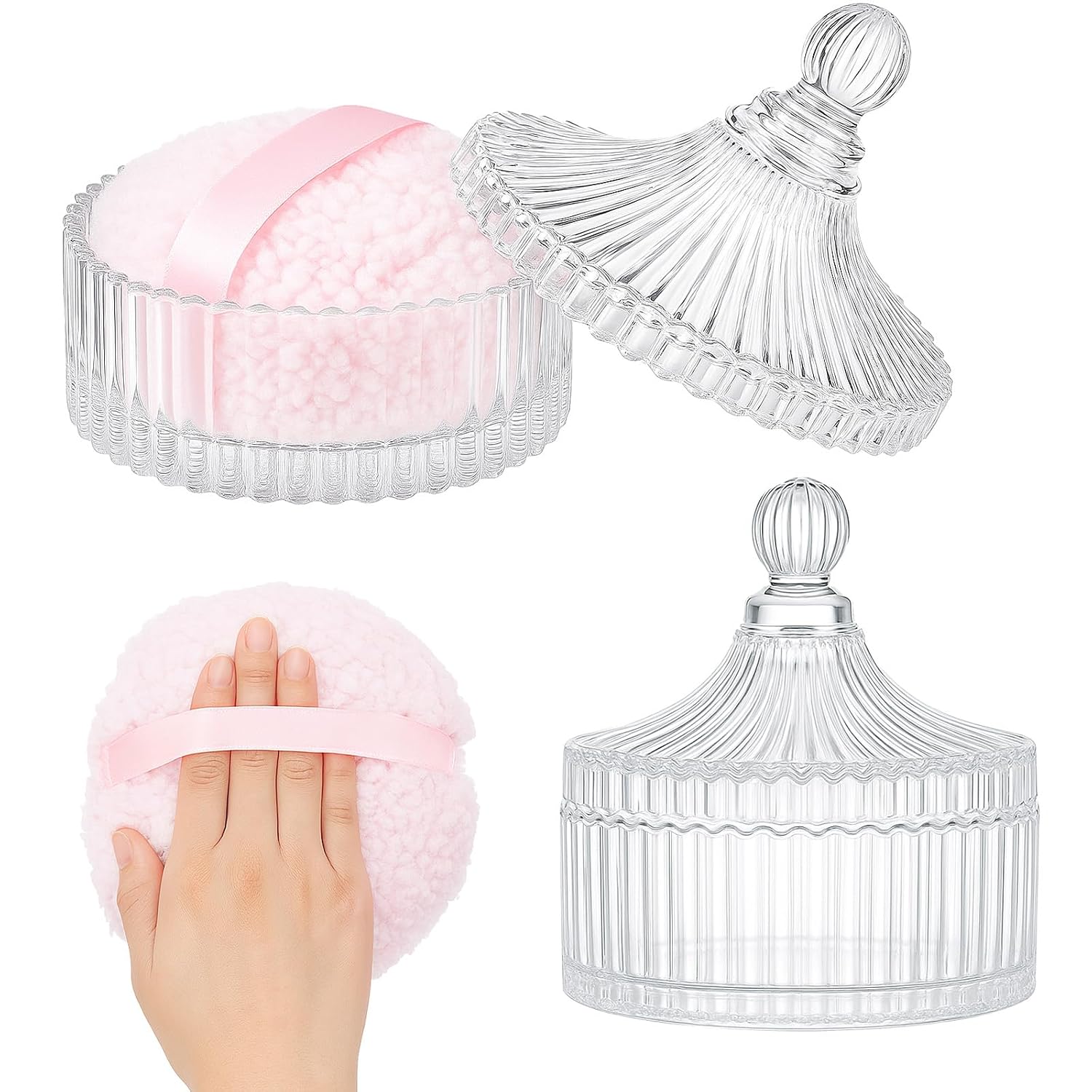 Amazon.com: 2pcs Extra Large Body Powder Puff and Container, 6 Inch ...
