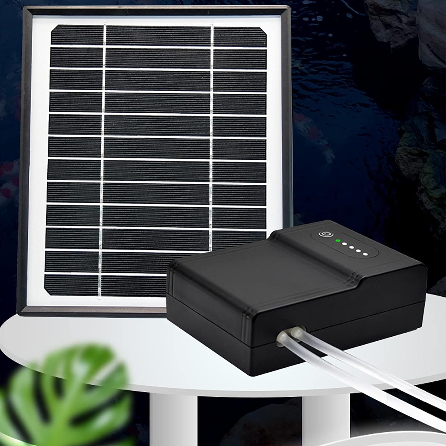 Solar Fish Tank Oxygenator, Outdoor Pool Pond Air Oxygen Pump with 2 ...