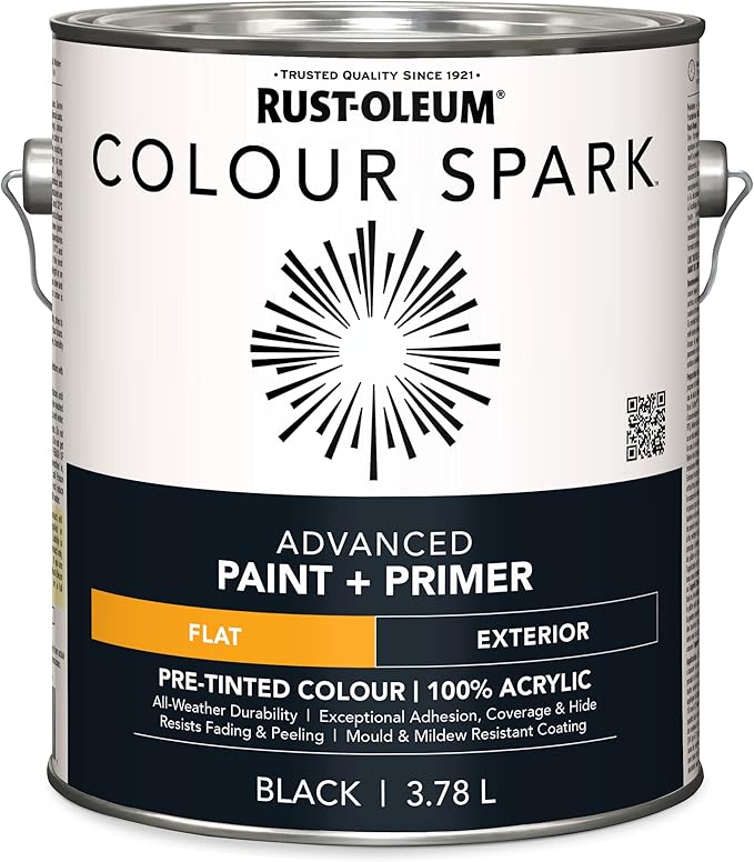 Rust-Oleum Colour Spark Flat Black Exterior Paint, 3.78L