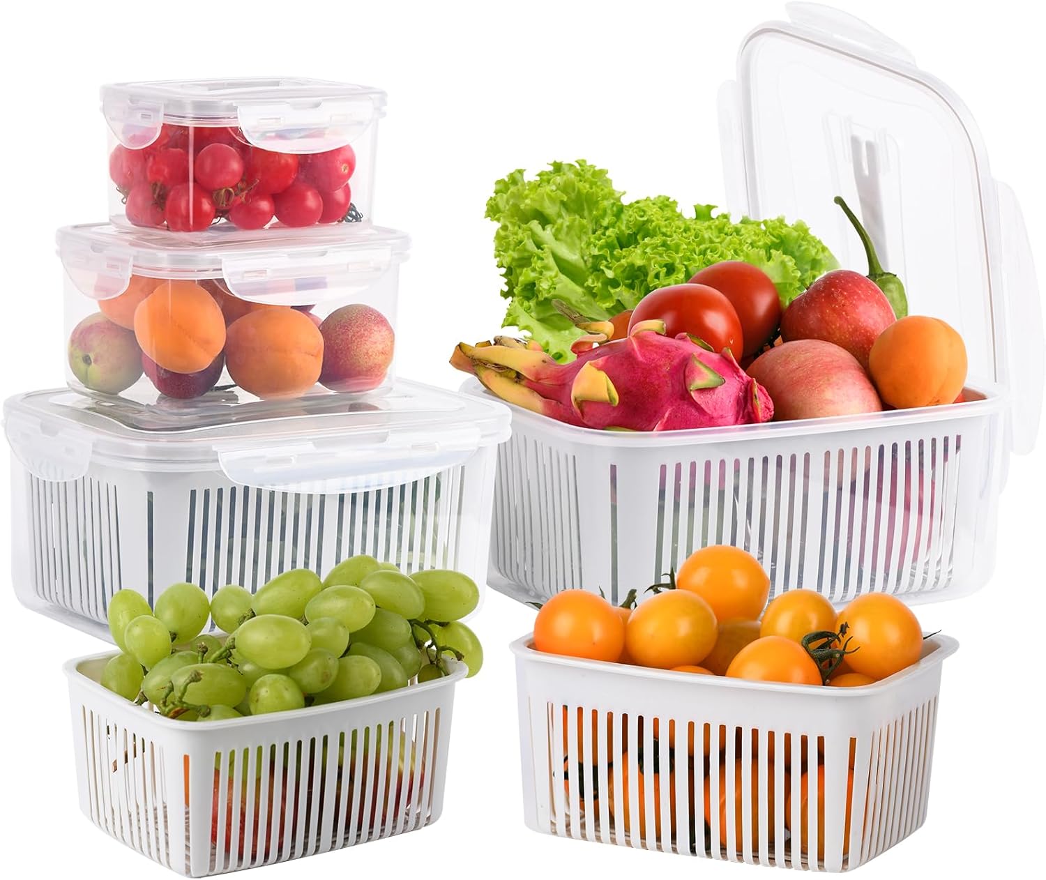 Amazon.com: Yustuf 5-pack Fruit Storage Containers for Fridge Air Tight ...