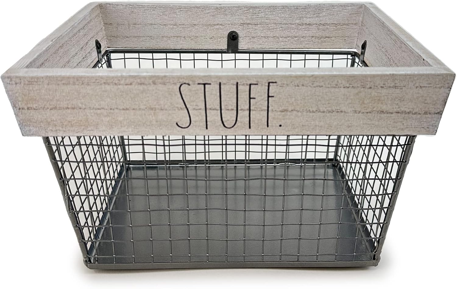 Amazon.com: Rae Dunn Stuff Wire Storage Basket – Metal and Solid Wood ...