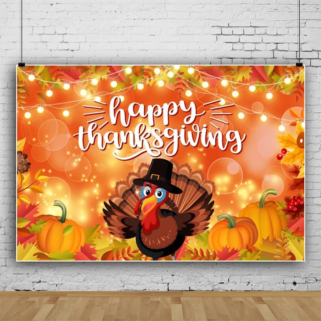 Amazon.com : Thanksgiving Backdrop Fall Harvest Pumpkin Autumn Leaves ...