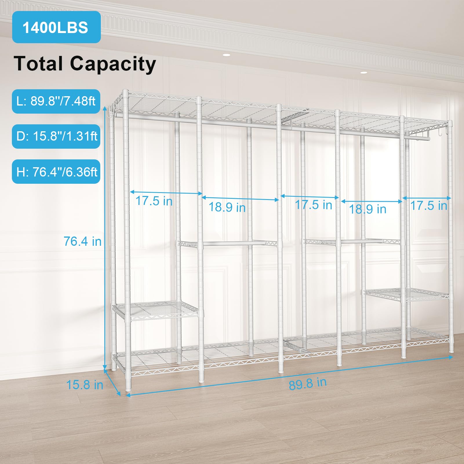 Ulif H50 Garment Rack Heavy Duty Clothes Rack, Freestanding Extra Large ...