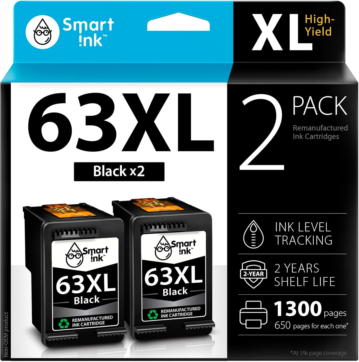 Smart Ink Remanufactured Ink Cartridge Replacement for HP 63 XL 63XL ...