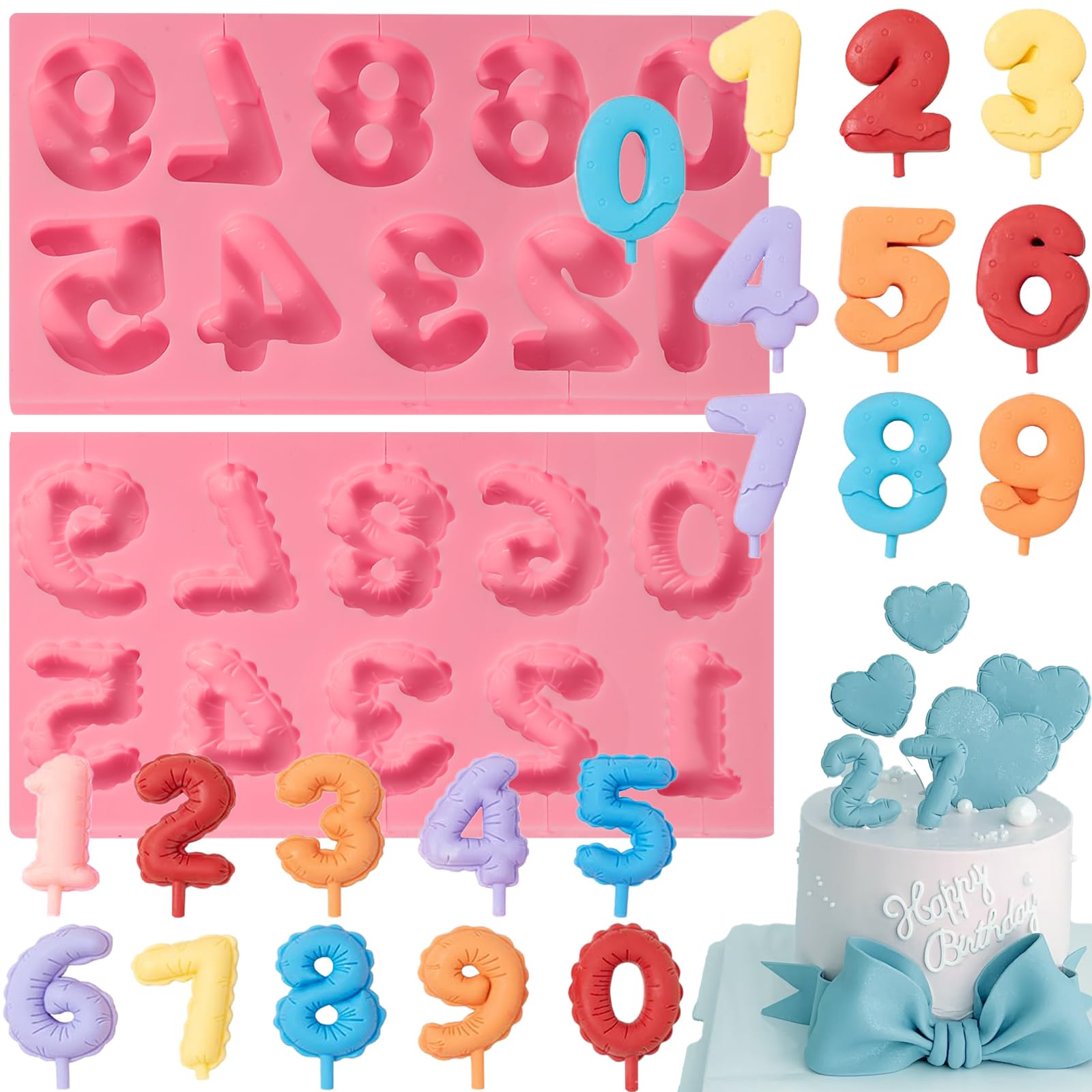 Amazon.com: IKOJING 2pcs Large Luxury Silicone Number Molds 0-9 ...