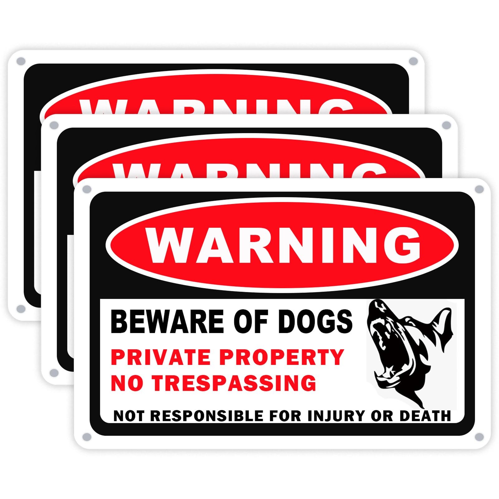 Amazon.com: Seept 3 Pack Beware of Dog Sign 10x7 Inch Private Property ...