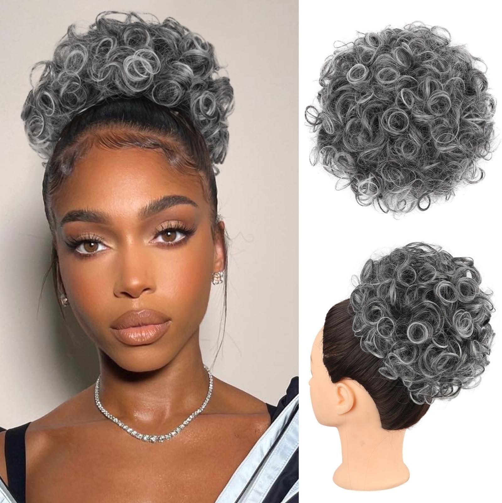 Amazon.com : CINHOO Loose Wavy Curly Messy Bun Hair Piece for Thinning ...