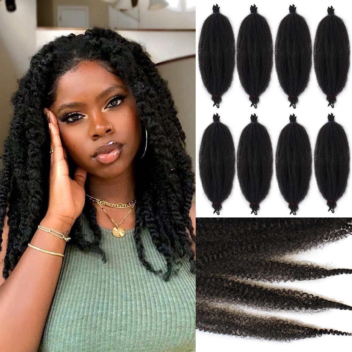 Leeven 12 Inch Springy Afro Twist Hair for Faux Locs Pre-Separate ...