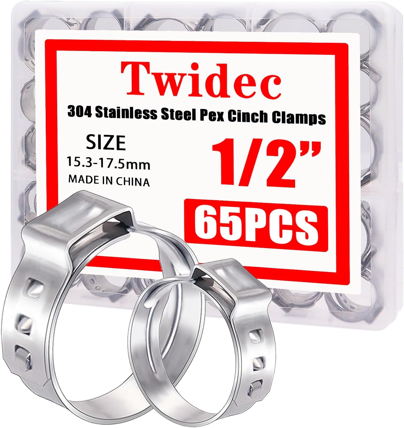 Twidec/112PCS 3/8",1/2",3/4",5/8",1" PEX Cinch Clamps Kit 5 size ...