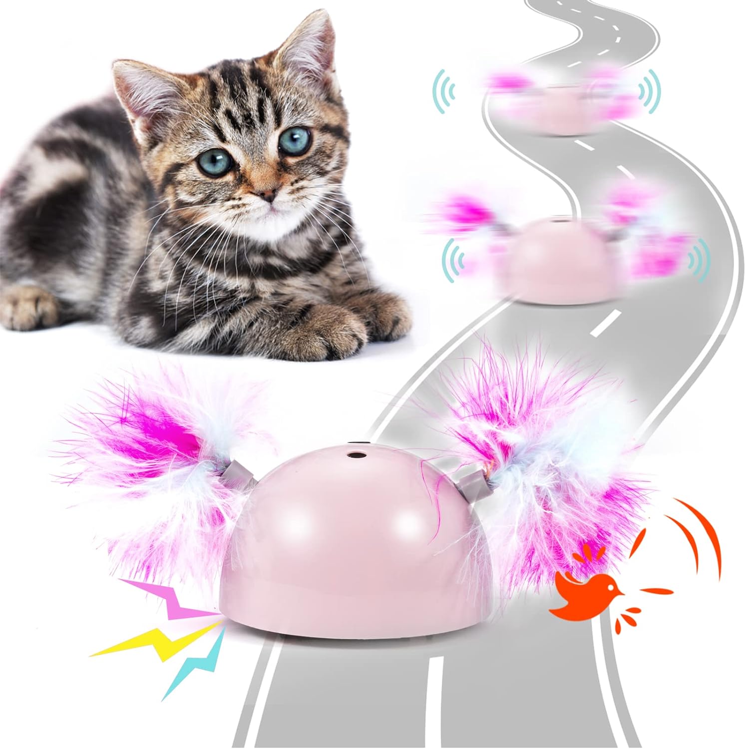 Amazon.com : LUKYY Automatic Cat Toy,Interactive Cat Chase Toy,Lighting ...