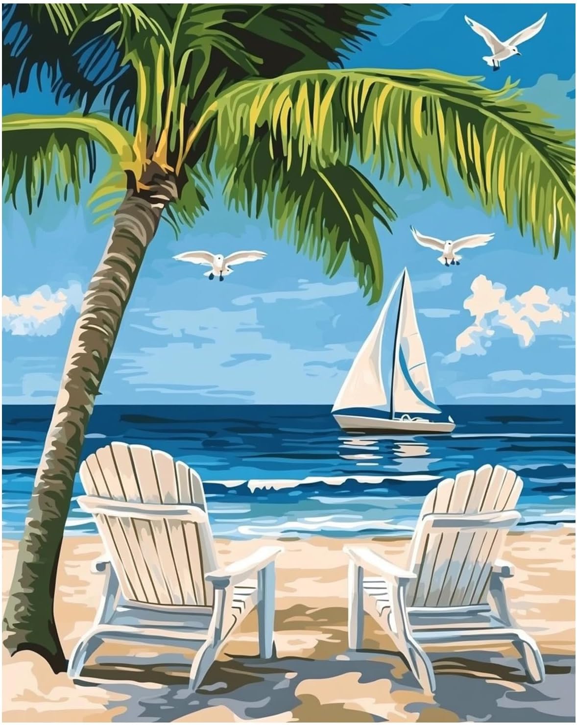 Amazon.com: xcemhil Beach Paint by Numbers Kit for Adults, Paint by ...