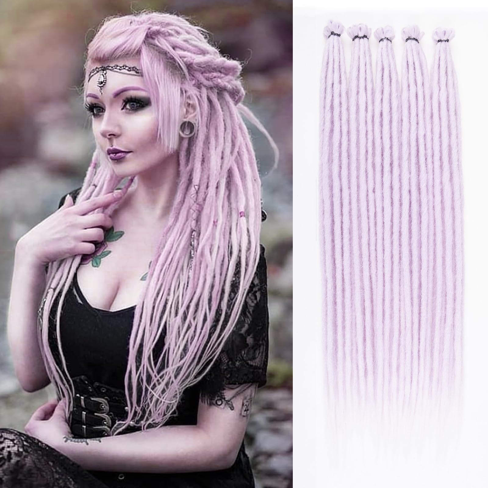 Amazon.com : Leeven Lavender Synthetic Dreadlock Extensions 24 Inch 20 ...