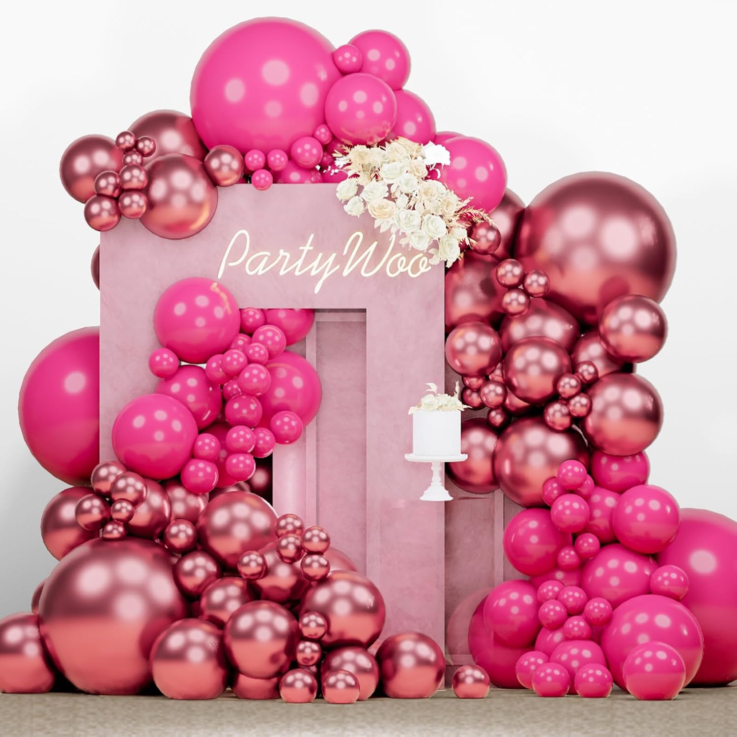 Amazon.com: PartyWoo Magenta Balloons, 140 pcs Magenta and Metallic ...