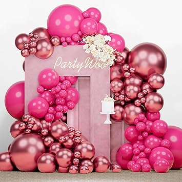 Amazon.com: PartyWoo Magenta Balloons, 140 pcs Magenta and Metallic ...