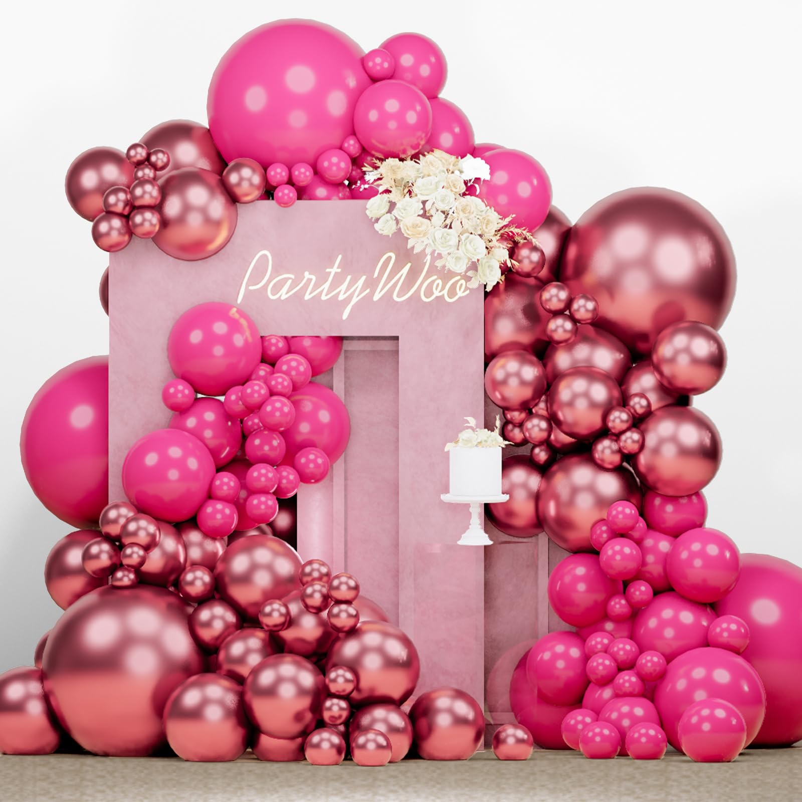 Amazon.com: PartyWoo Magenta Balloons, 138 pcs Magenta and Metallic ...
