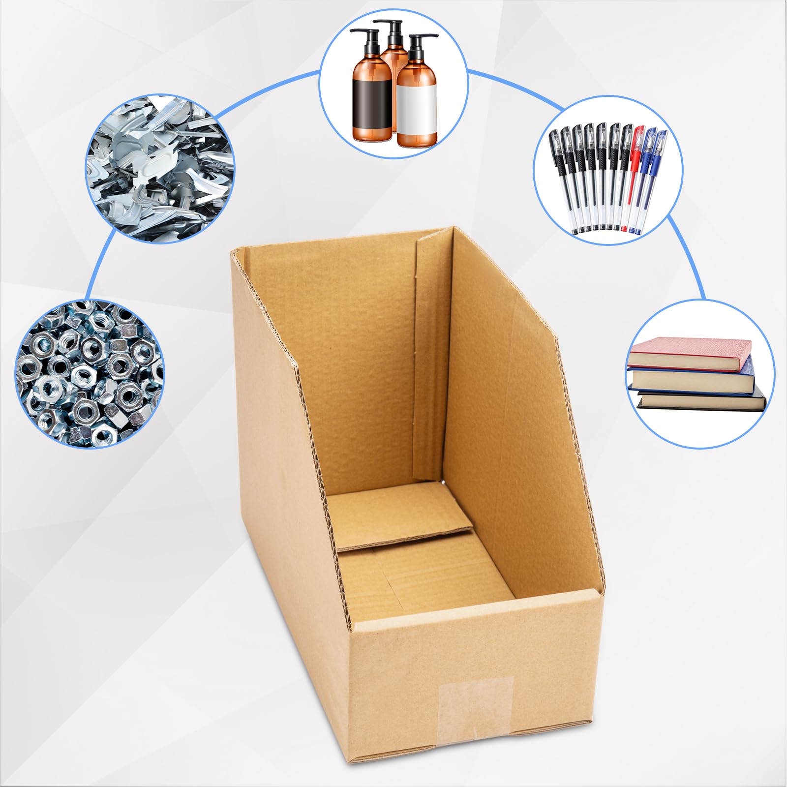 Moving Boxes Cardboard Storage Bins, Open Top Bin Box, 50-Pack Bankers ...