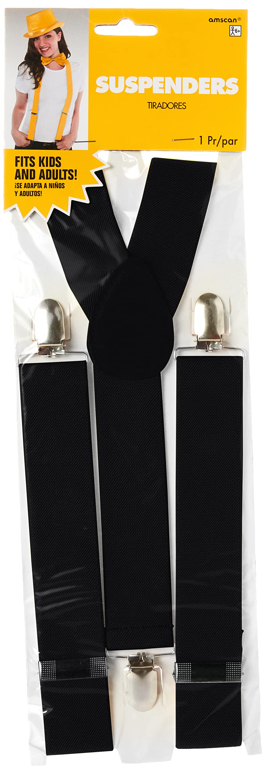 Amazon.com: Black Nylon Spandex Suspenders - One Size Fits All (Pack Of ...