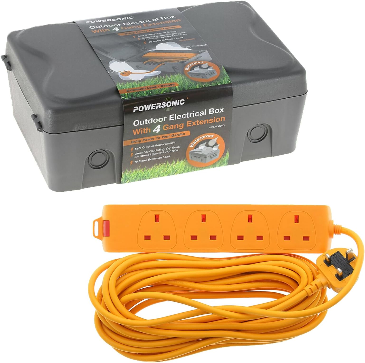 Masterplug IP54 Weatherproof Electric Box with 4 Socket 8m Extension ...