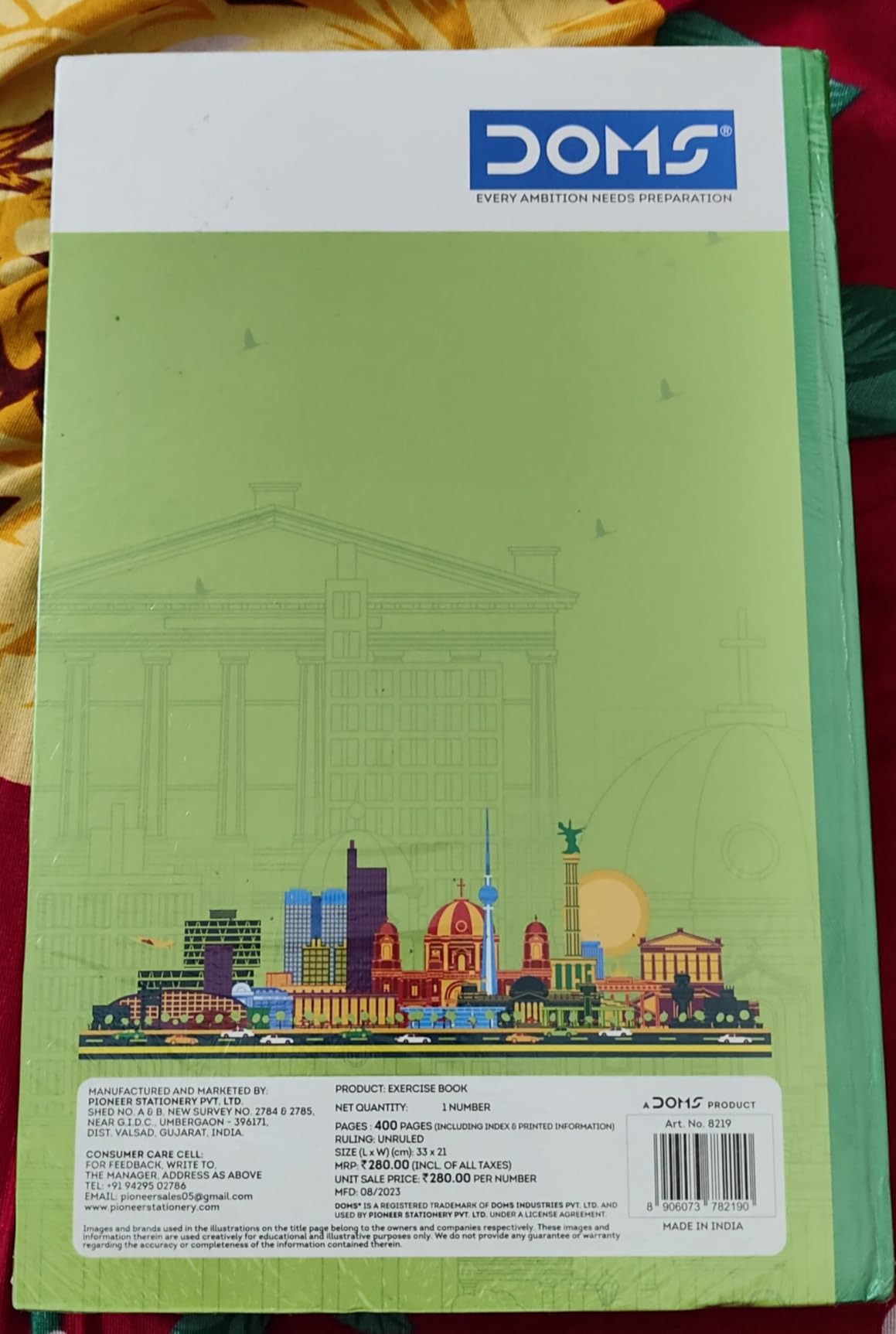 Doms Landmarks Series Hard Bound Notebook | Unruled, 400 Pages | 33 x ...