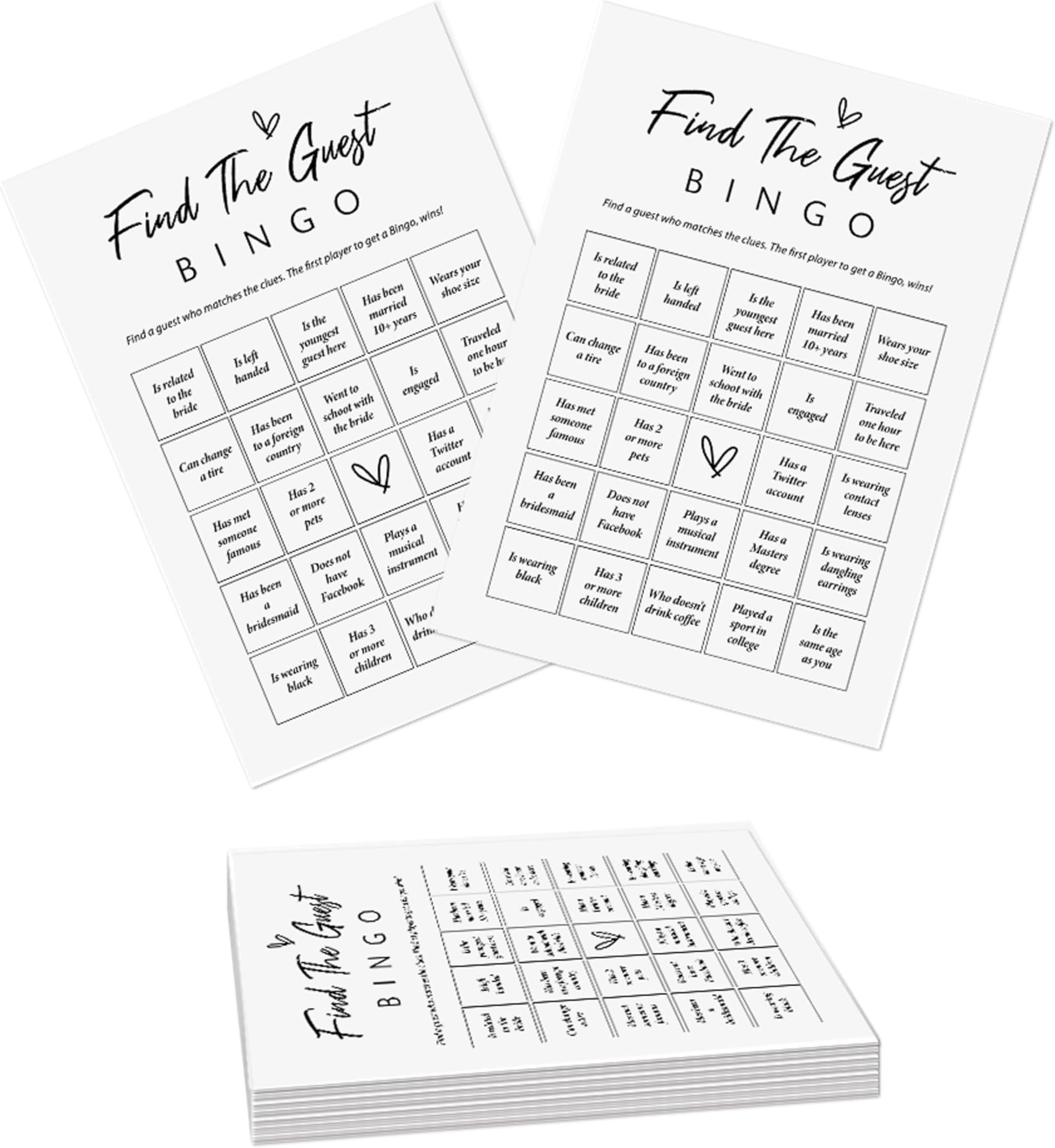 Amazon.com: Hoolerry 50 Pcs Bridal Shower Games Find The Guest Bingo ...