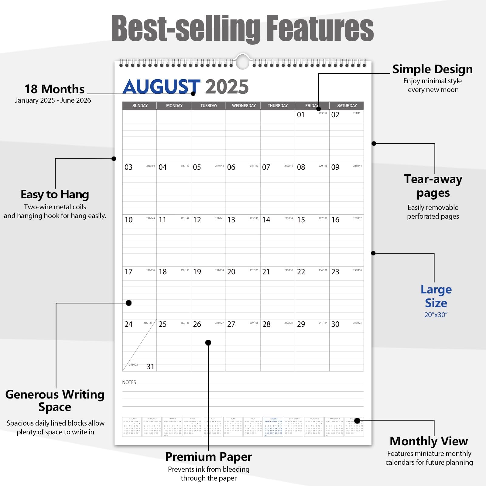 Snapklik.com : GuassLee Extra Large Wall Calendar 2025, 20"x 30" Gaint ...