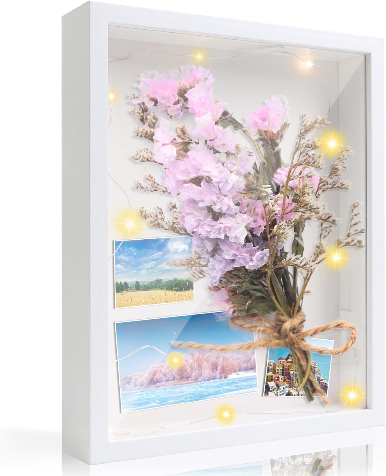 3D Bilderrahmen mit Licht, 20x20cm Bilderrahmen für Objekte bis 3 cm ...