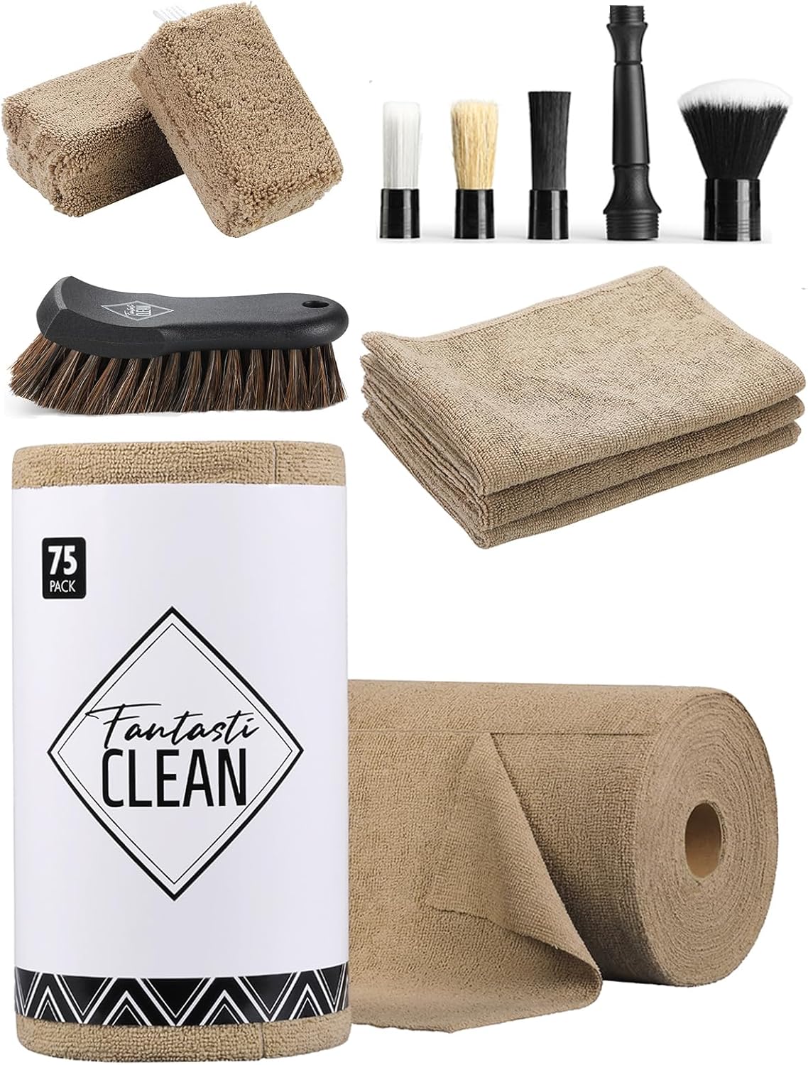 Amazon.com: Fantasticlean Car Cleaning Set, Microfiber Cloth Roll and ...