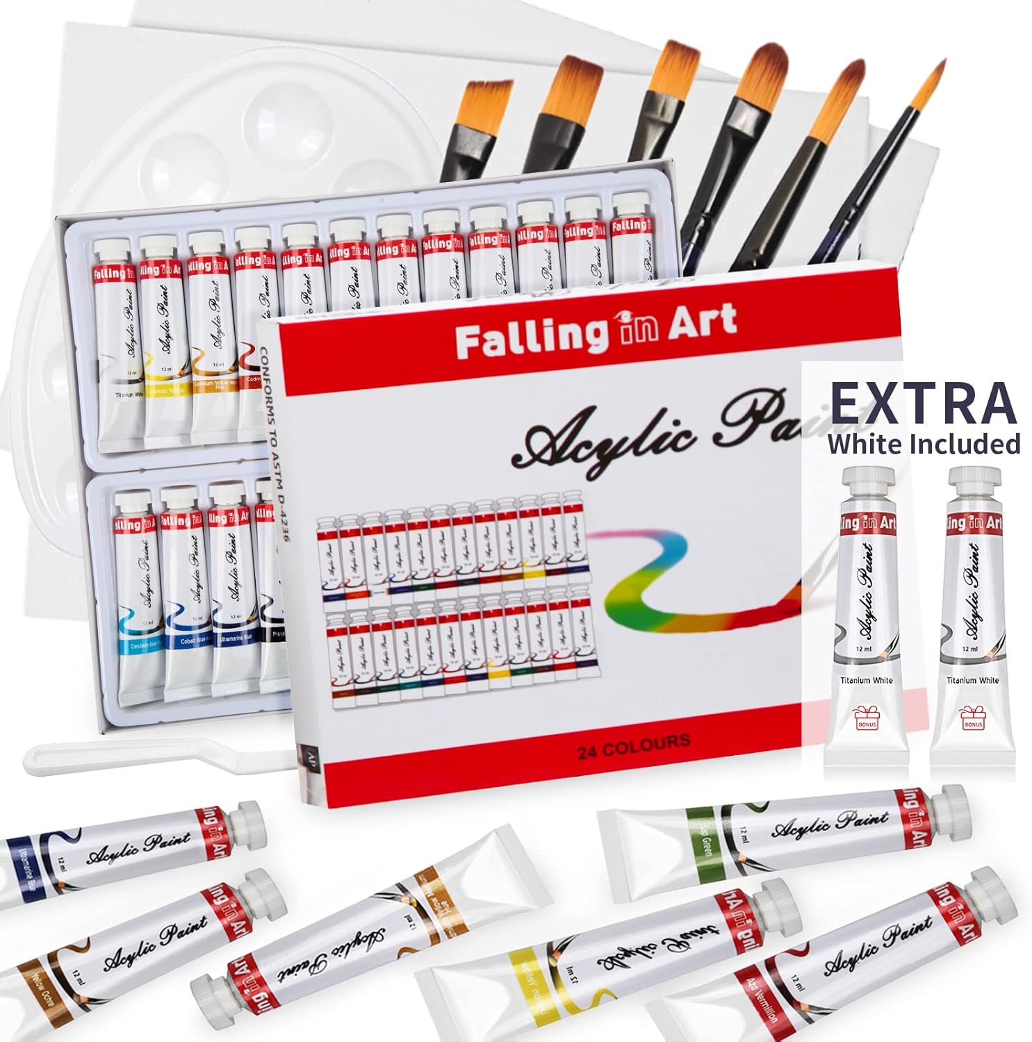 Amazon.com: Falling in Art 36 Pieces Acrylic Paint Set - Canvas ...