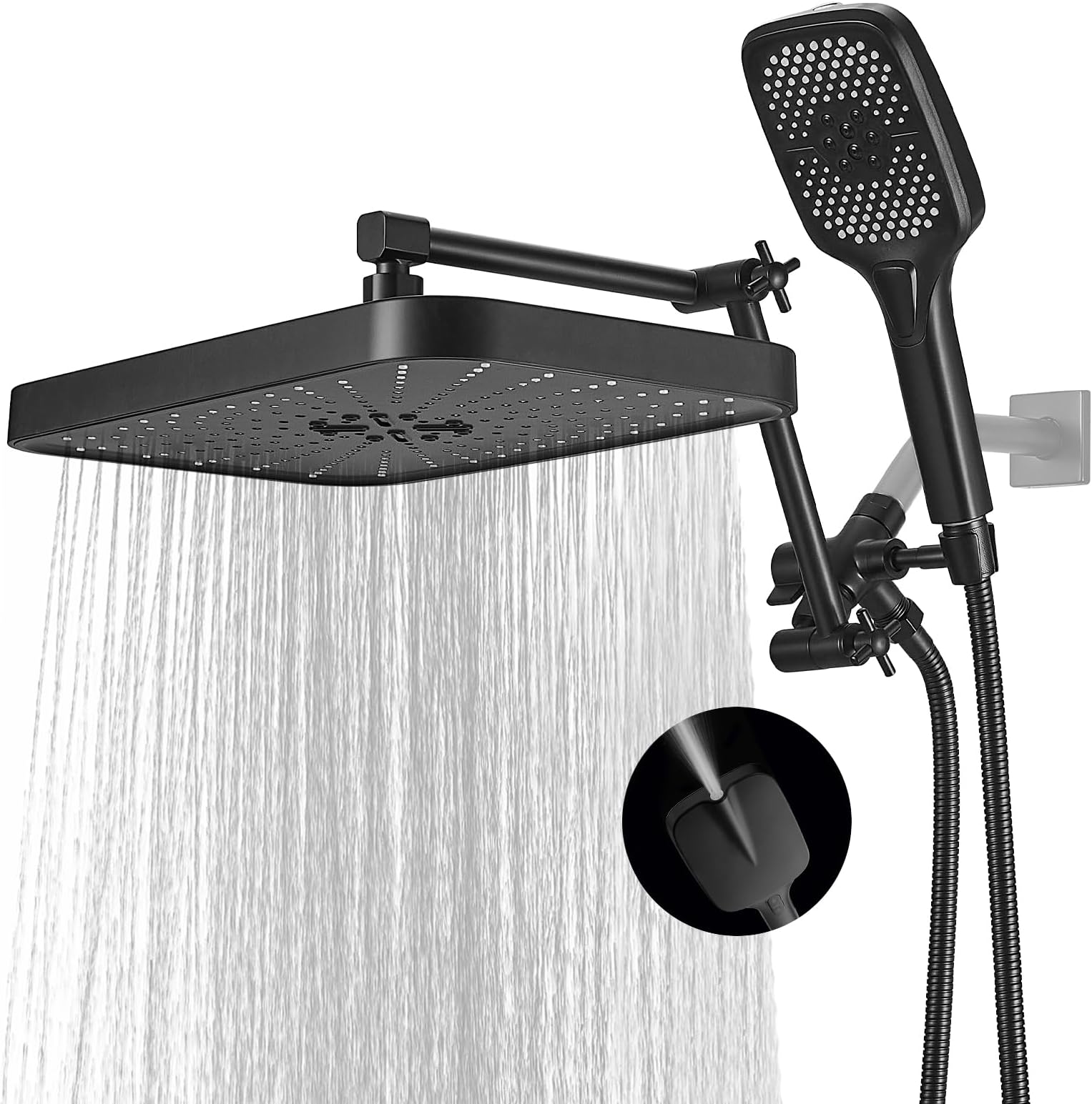 PDPBath All Metal 12" Rainfall Shower Head with 16" Upgrade Flexible ...