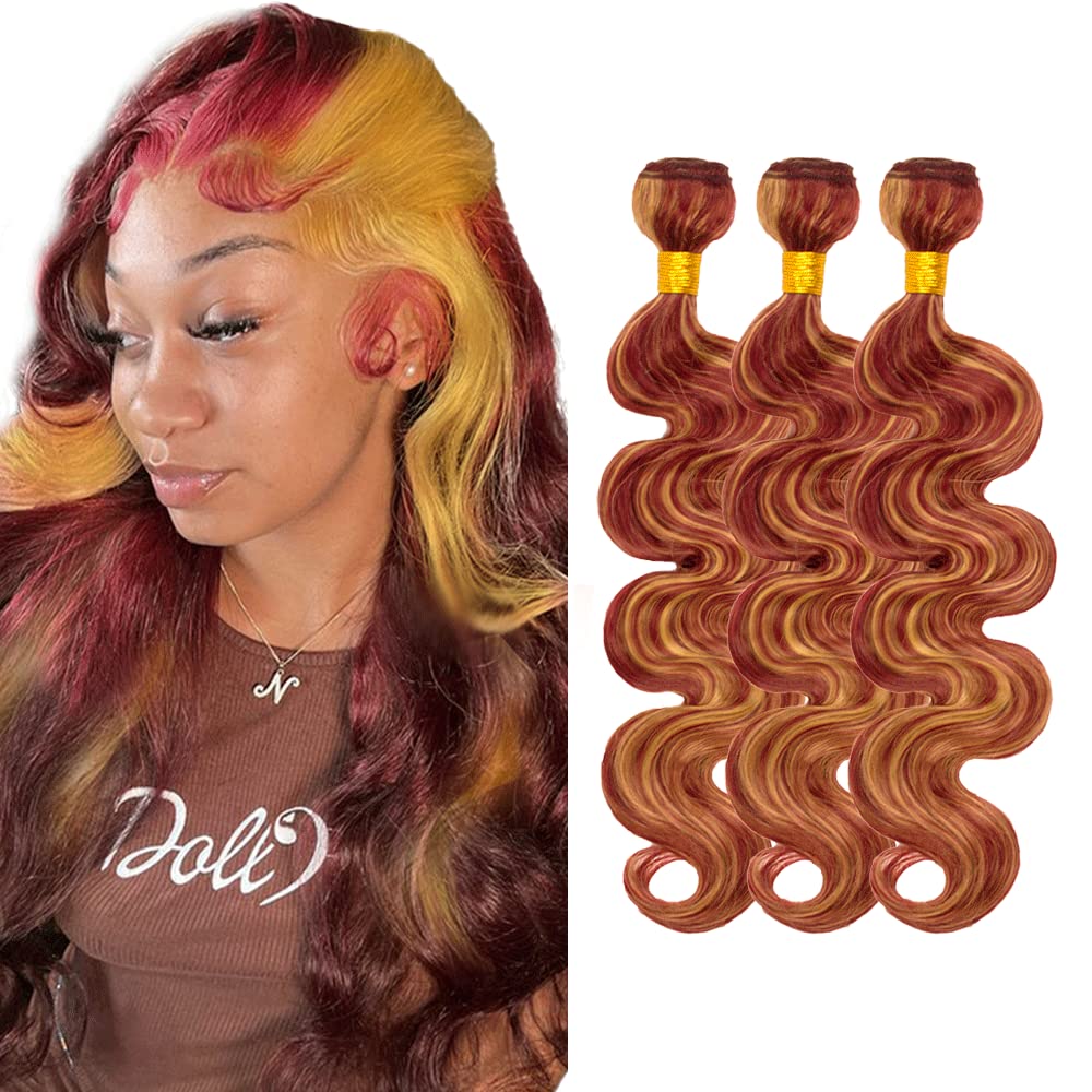 Amazon.com: Vinmdonm Honey Blonde Bundles Human Hair Burgundy Bundles ...
