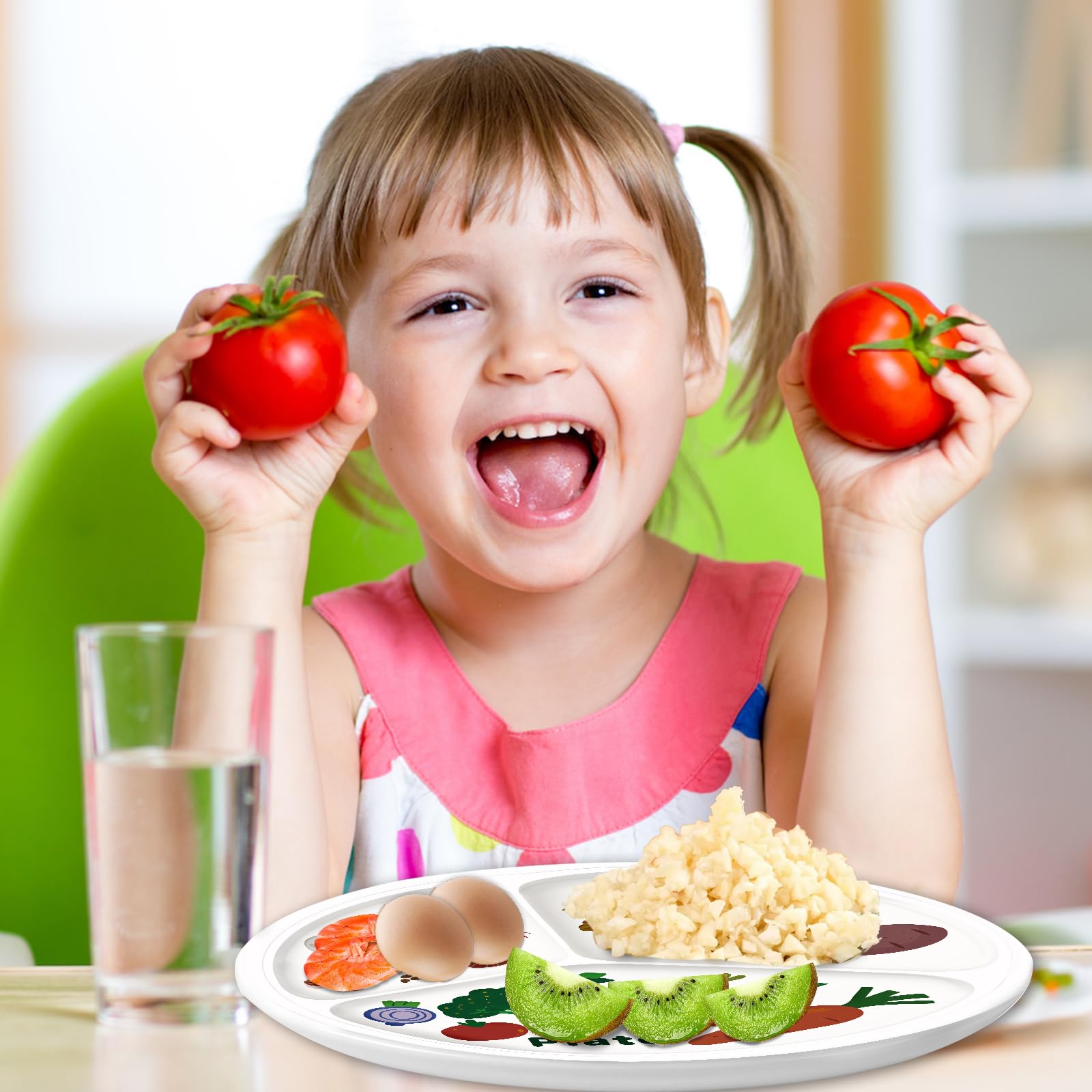 Snapklik.com : Viynran 10" 3-Grid Cute Cartoon Portion Control Plate ...