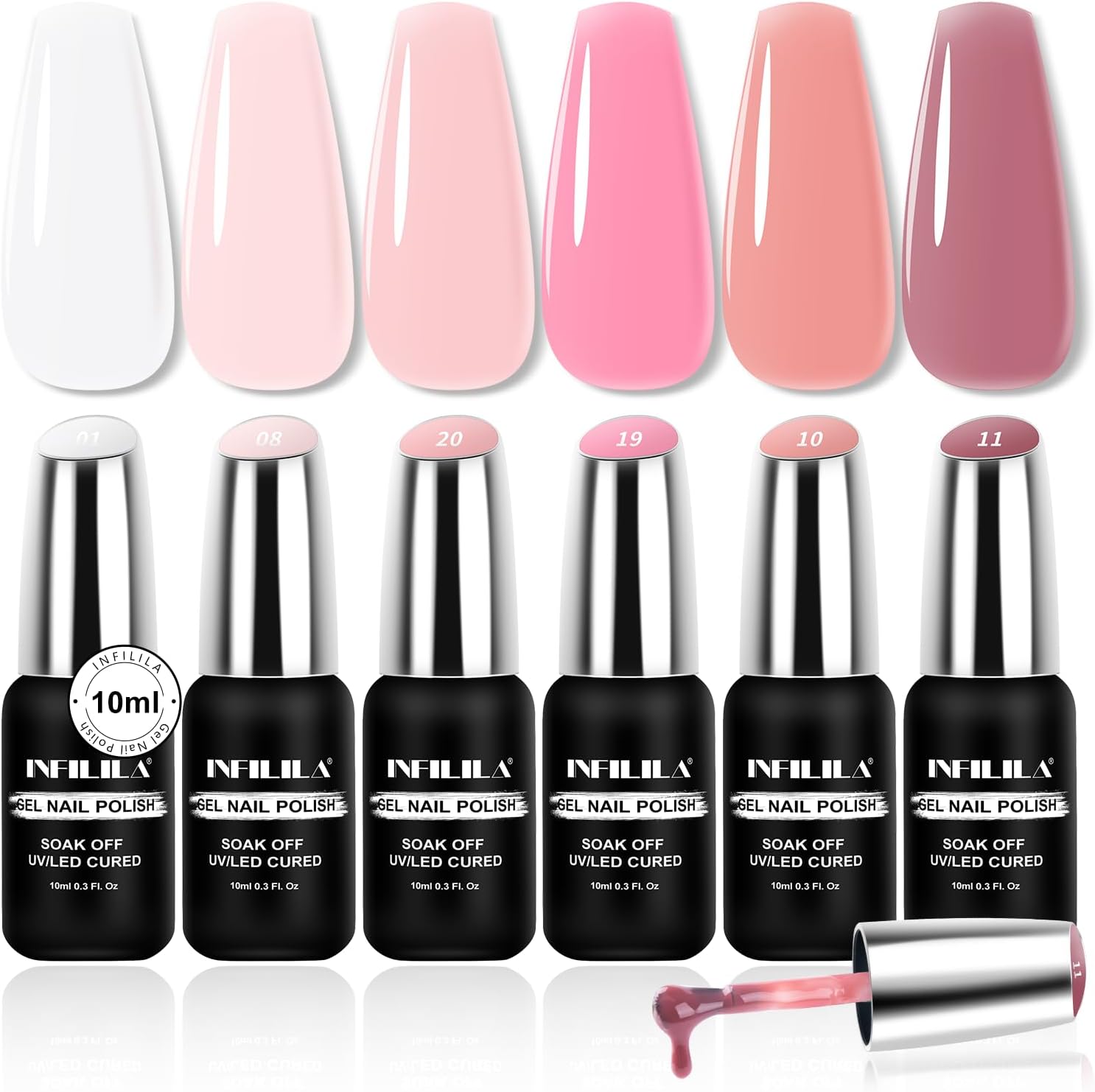 Amazon.com : NXJ INFILILA Nude Gel Polish Set, 10ML Milky White x Jelly ...