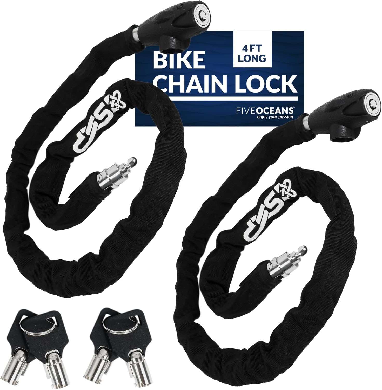Amazon.com: Five Oceans Bike Chain Lock, 2-Pack Keyed Anti Theft Bike ...
