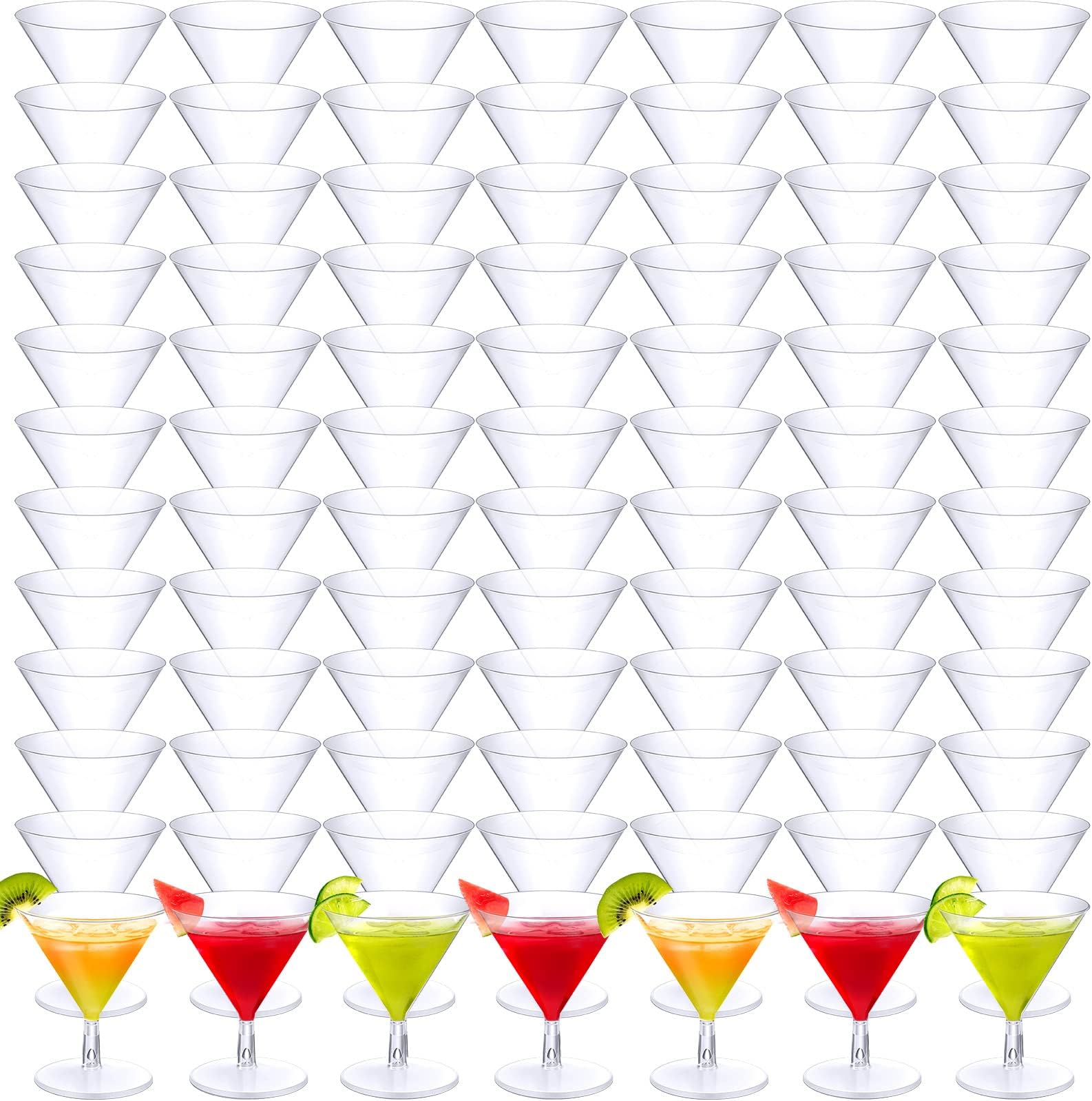 Amazon.com | Rtteri 250 Pieces Mini Plastic Martini Glasses 2 Oz Clear ...