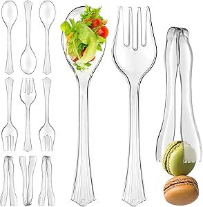 Amazon.com | Clear Plastic Serving Utensils Four 10” Disposable Serving ...