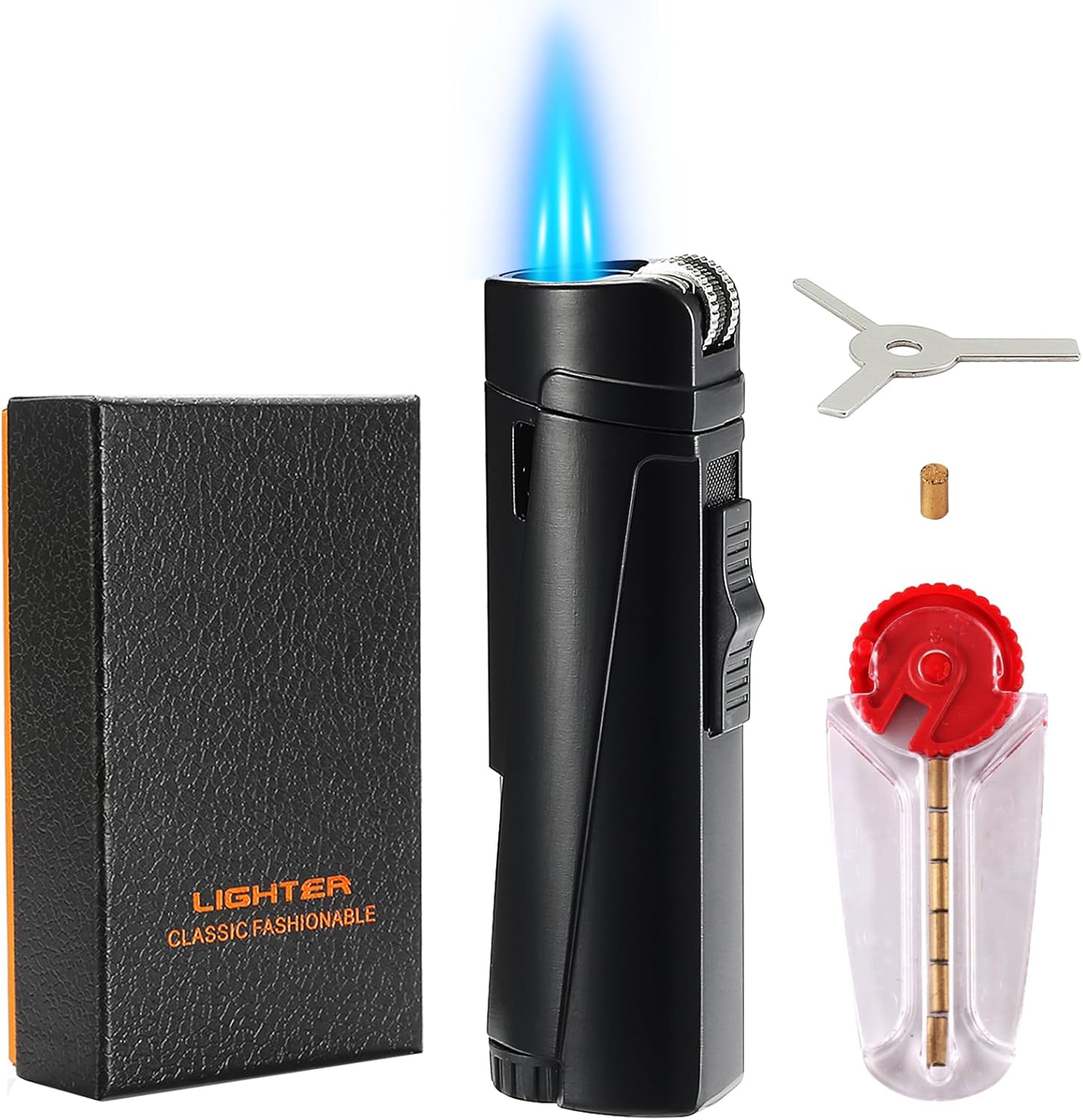 Amazon.com: Bbsisgo Continuous Triple Jet Flame Flint Torch Lighter ...