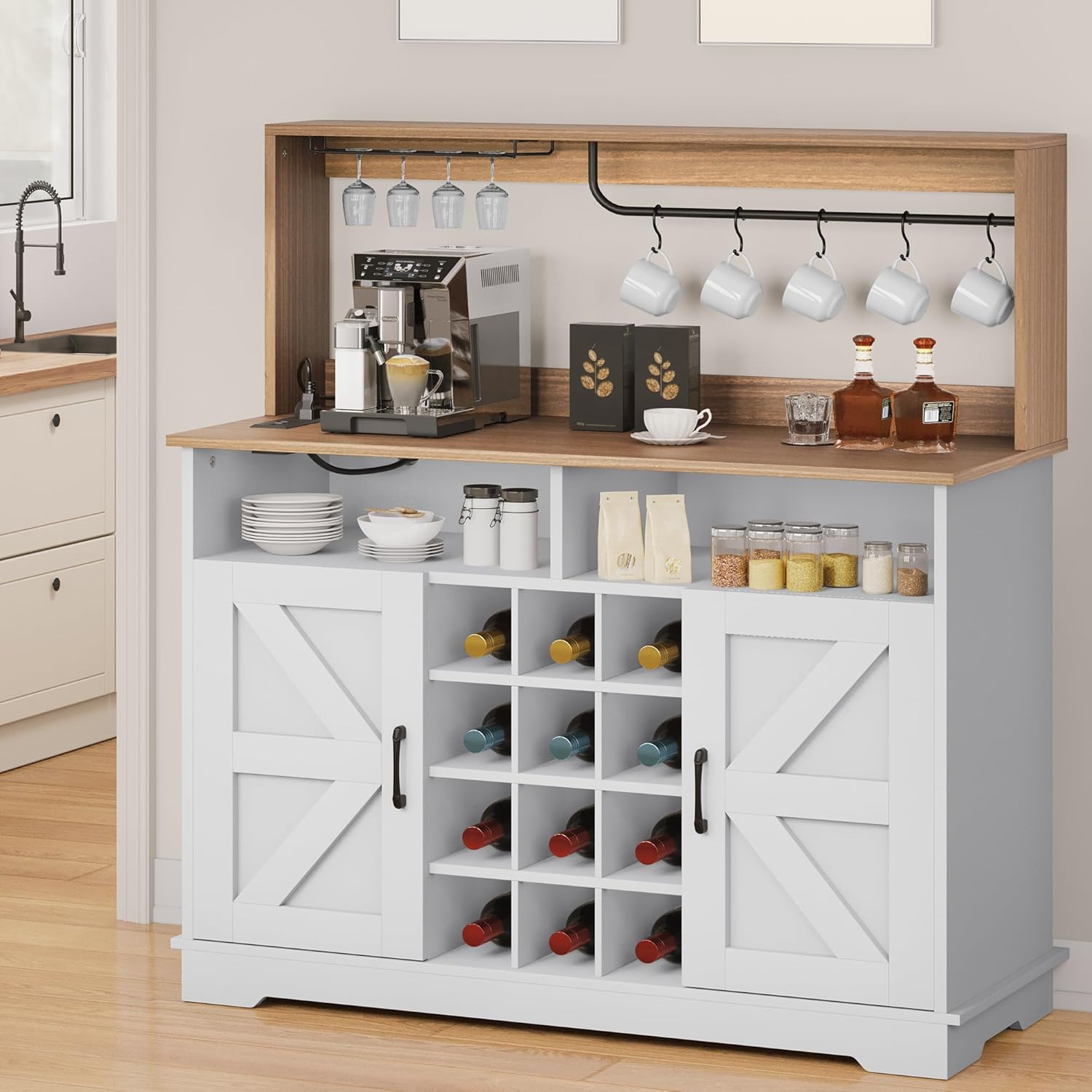 Amazon.com - YITAHOME 47" Farmhouse Sideboard Buffet Cabinet with Storage, Coffee Bar Cabinet ...